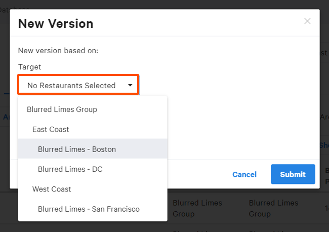 Using the Items Database to View, Archive, Restore and Version Menus