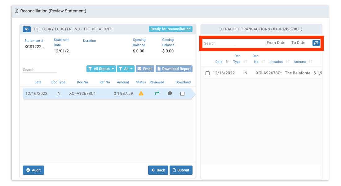 xtraCHEF: Vendor Statement Reconciliation (Statements)
