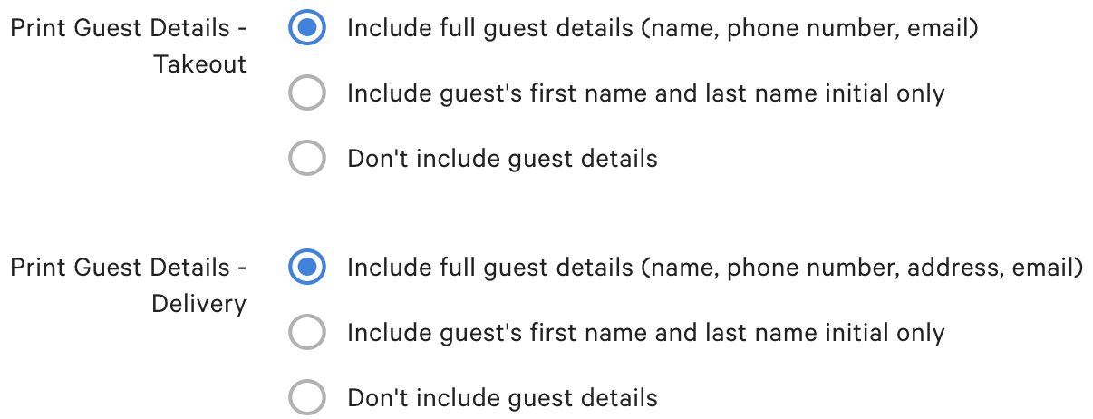 Guest Details on Receipts