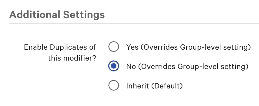 Setting Up & Making Duplicate Modifier Selections