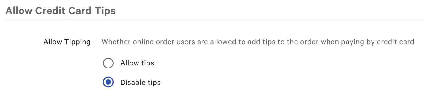 Disabling Tips at Your Restaurant