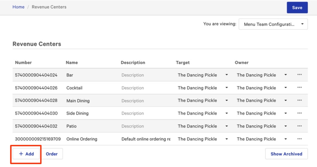 Creating and Assigning Revenue Centers