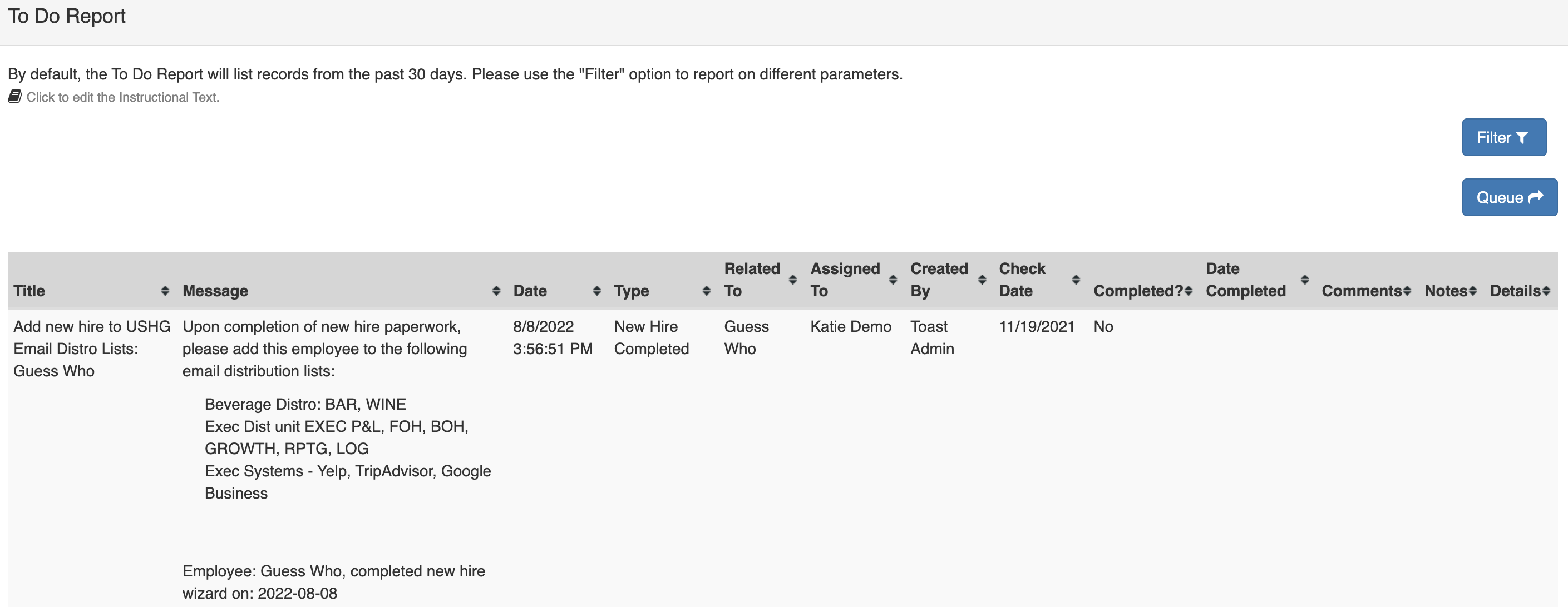 Toast Payroll: Employee To Do's