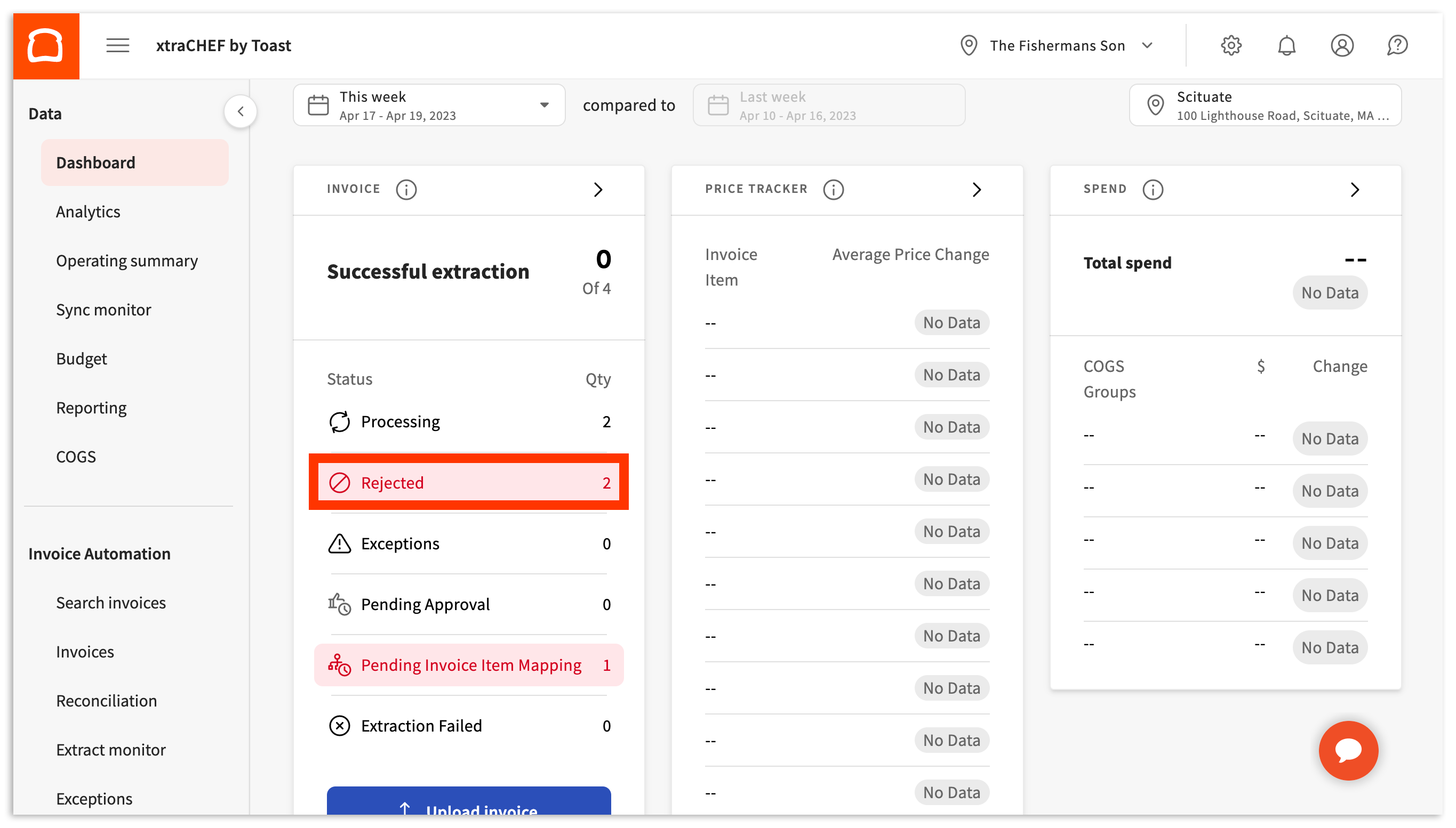 xtraCHEF: Invoice Rejections