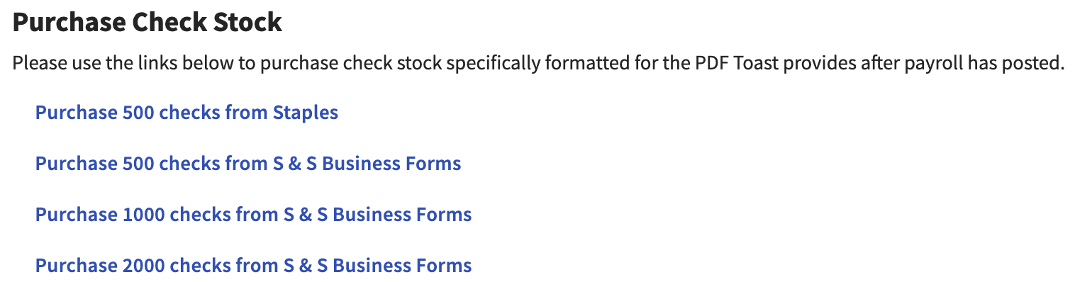 Toast Payroll: Paycheck Delivery Options