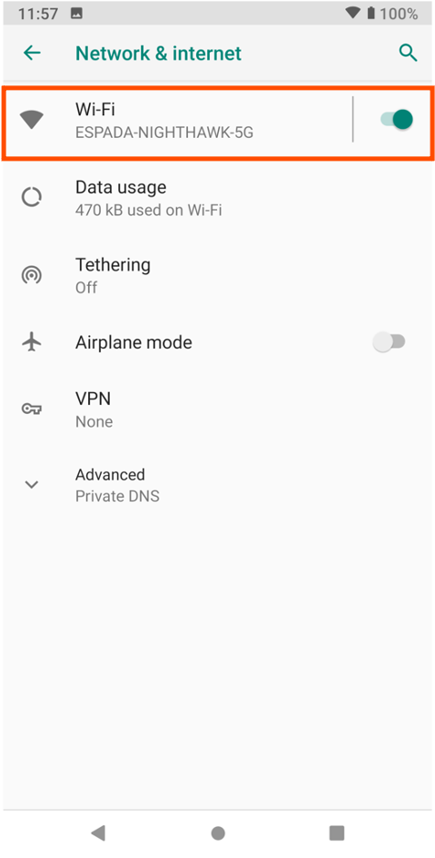 Forgetting a Network on a Toast Device