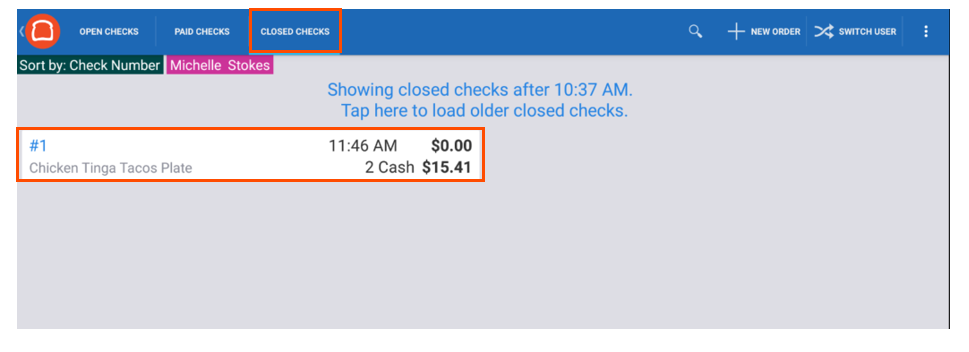 Removing a Discount or Comp from a Check