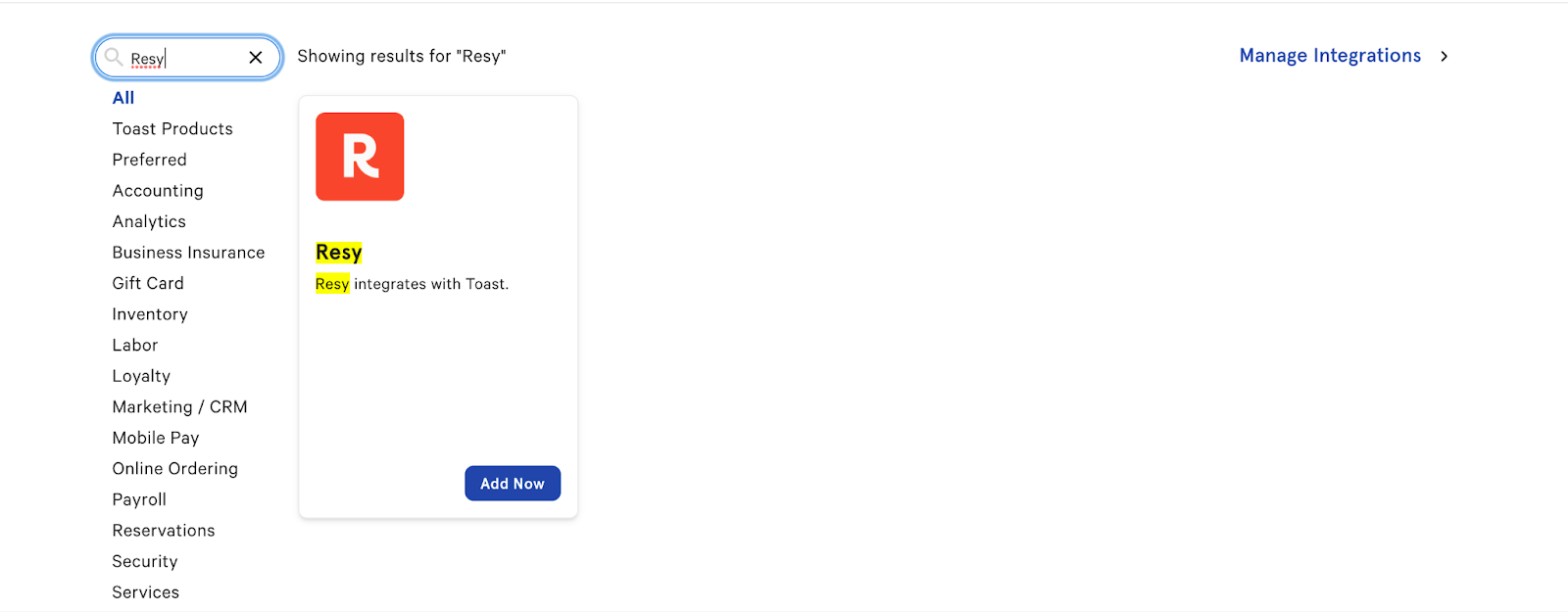 Using Resy With Toast