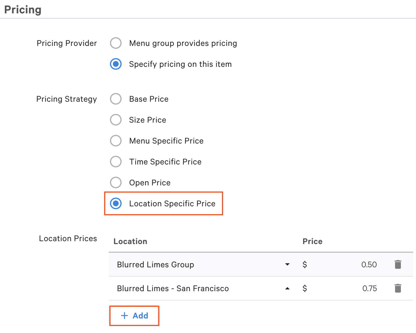 Location Specific Pricing for Multi-Location Management