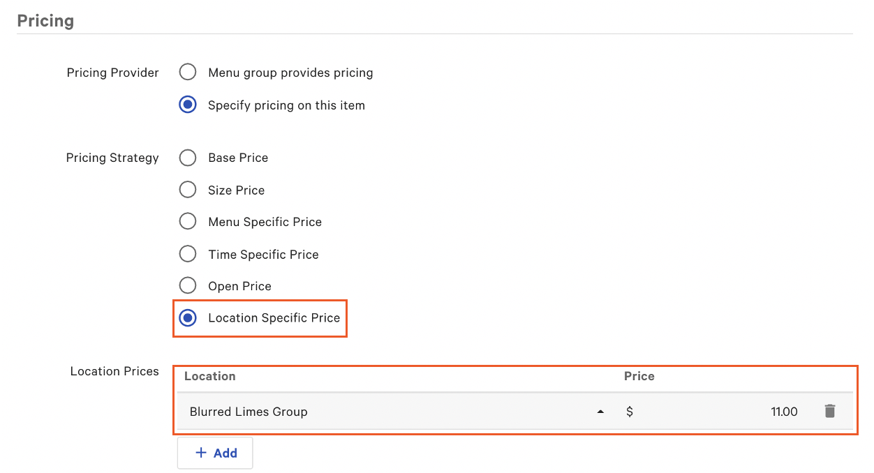 Location Specific Pricing for Multi-Location Management