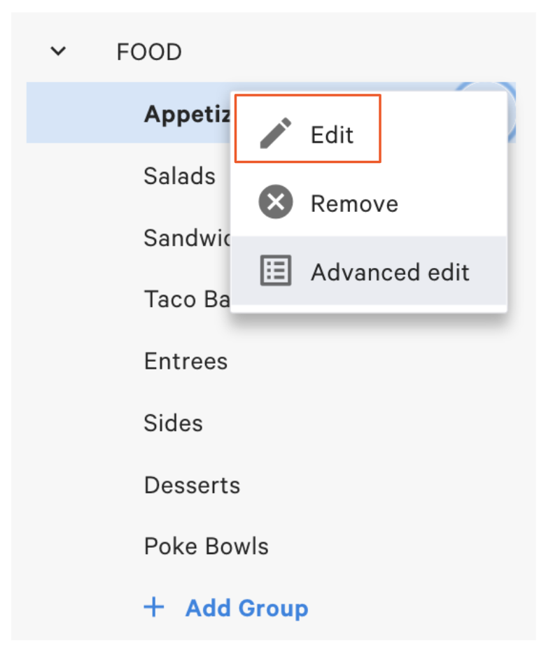 Assigning Sales Categories in the Menu Builder