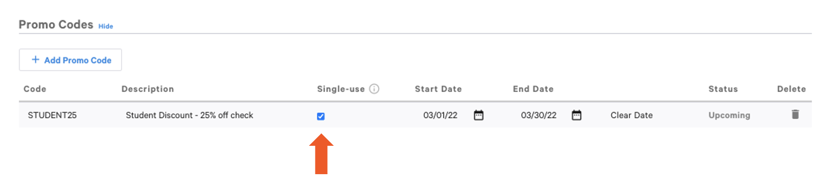 Using Single-Use Promotion Codes