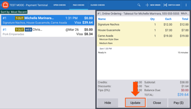 Voiding Payments on Online Orders