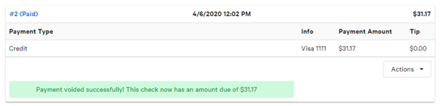 Voiding Payments on Online Orders