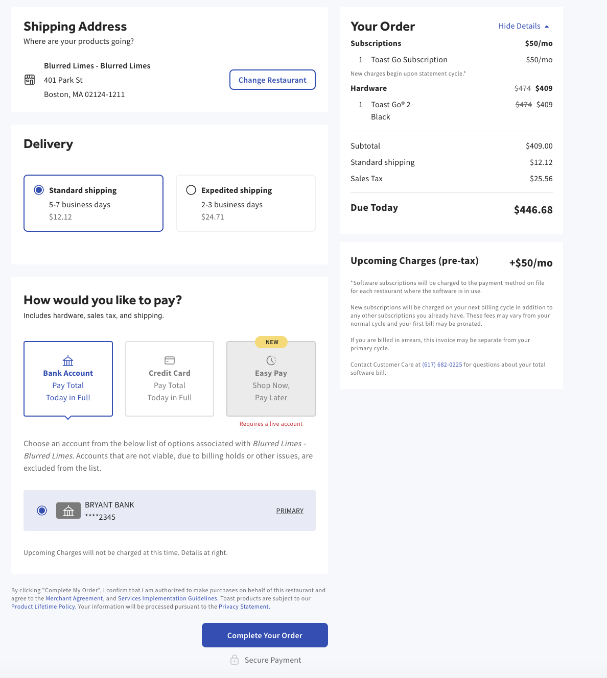 Ordering New Products on Toast Shop