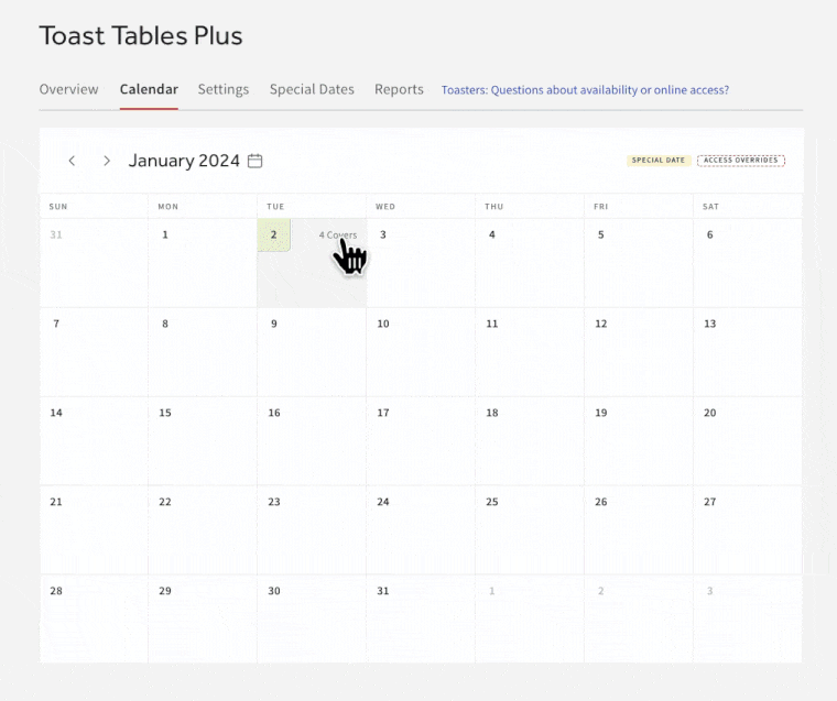 Get Started with Toast Tables