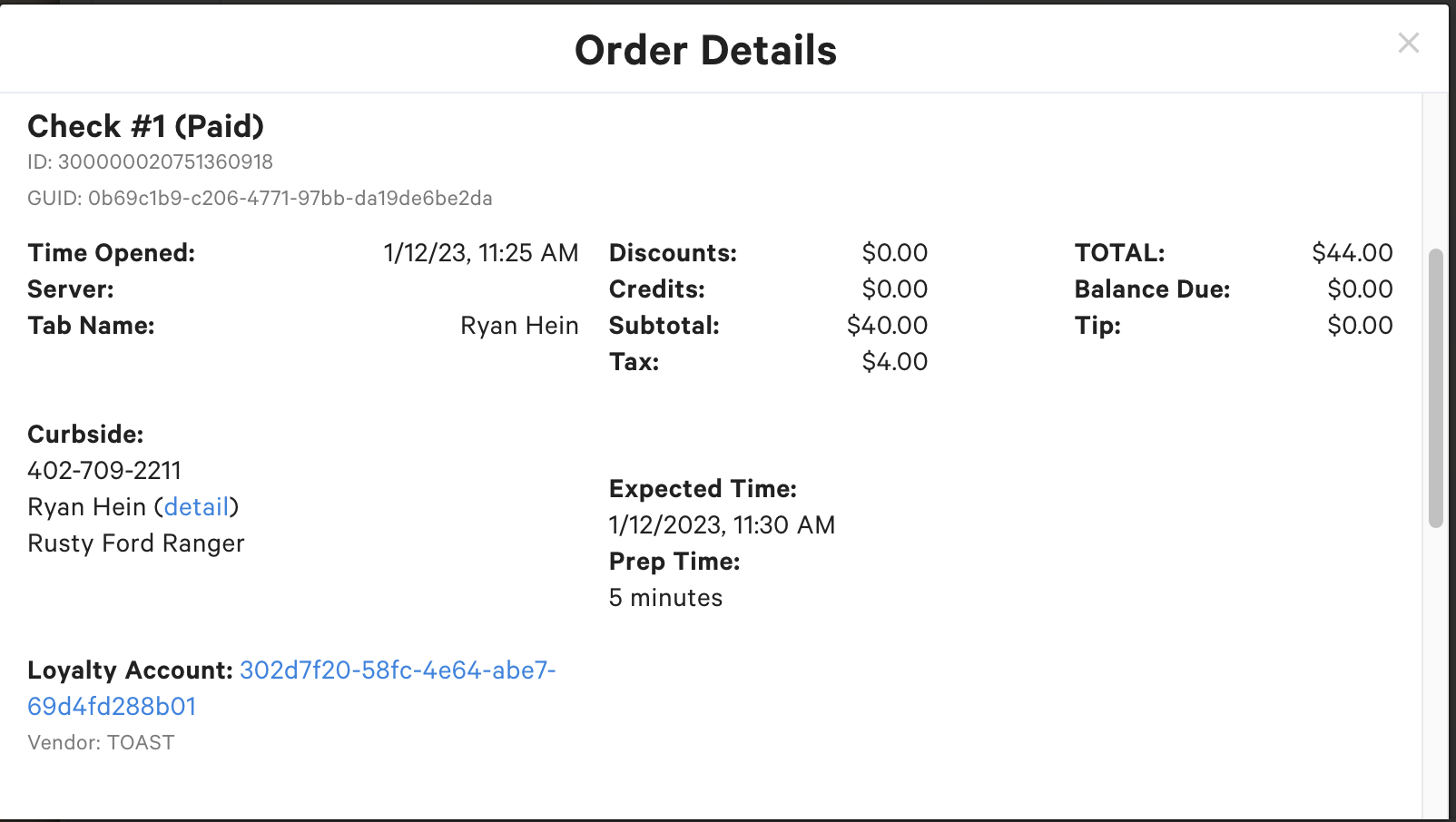 Curbside Pickup For Guests