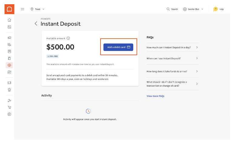 Get Started With Instant Deposit