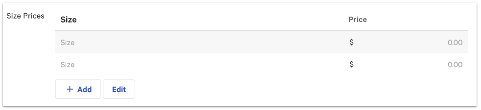 Configure Size Pricing for Menu Groups and Menu Items