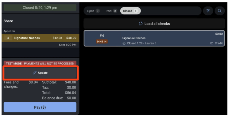 Void Payments on Online Orders