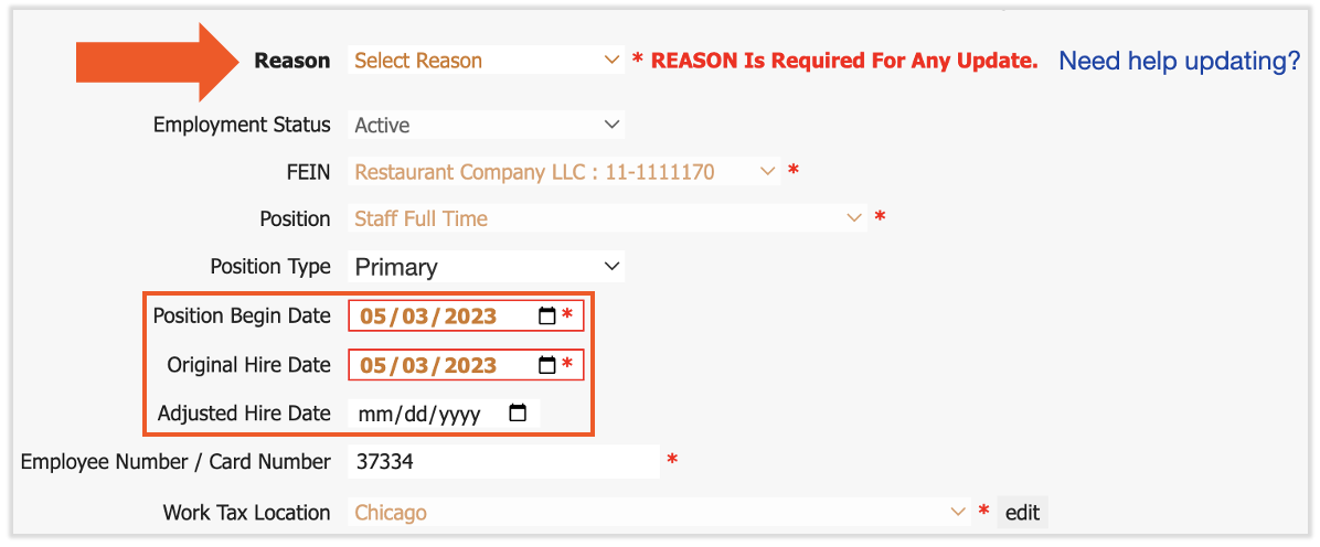 Toast Payroll: Employee Start Dates