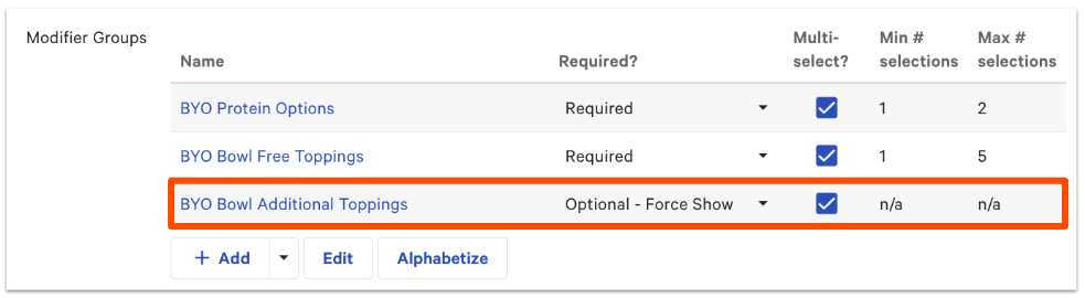 Set Up Your BYO Bowl or Taco Menu