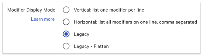 Configure Modifier Display Options