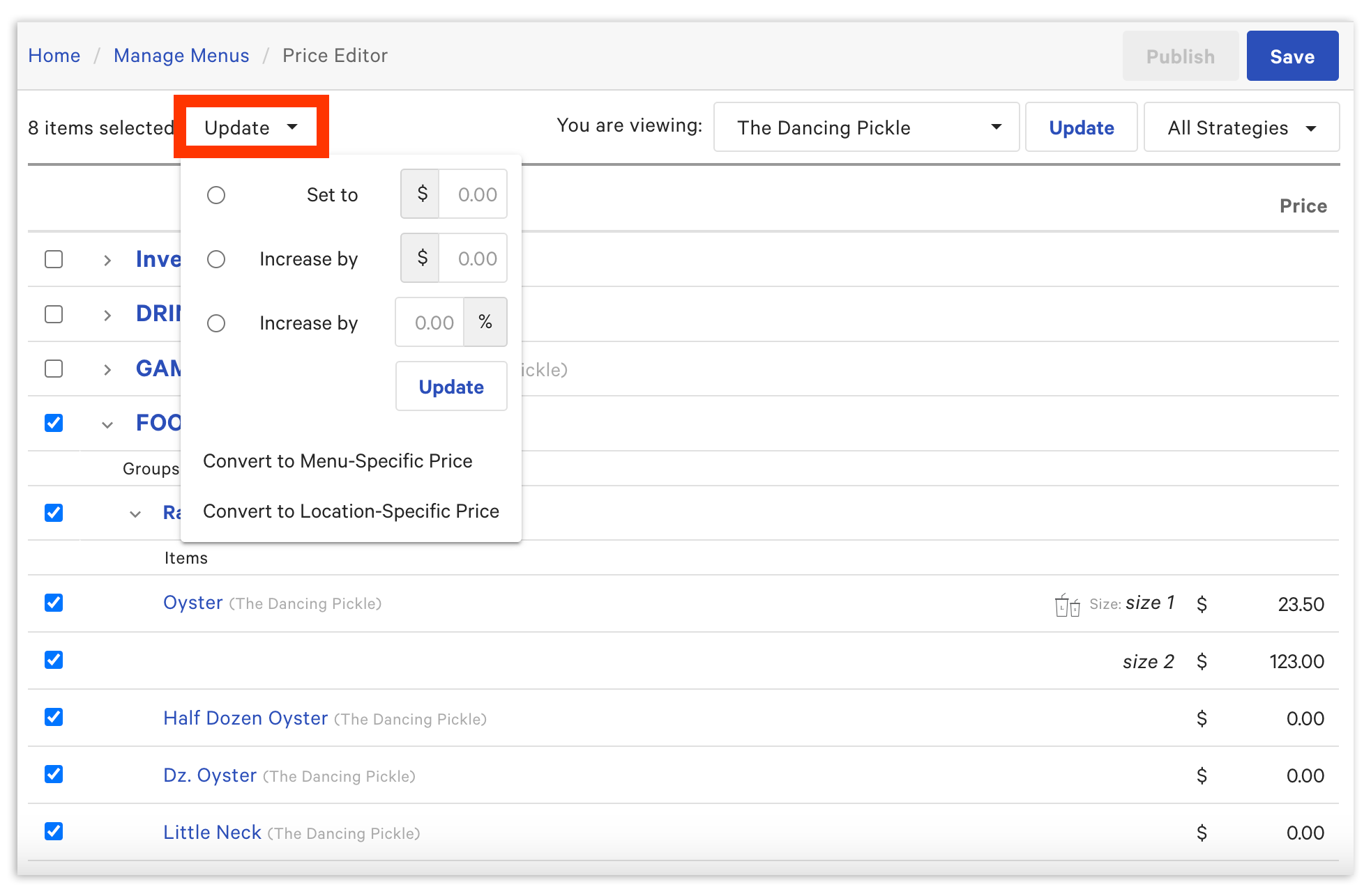 Use the Price Editor Tool