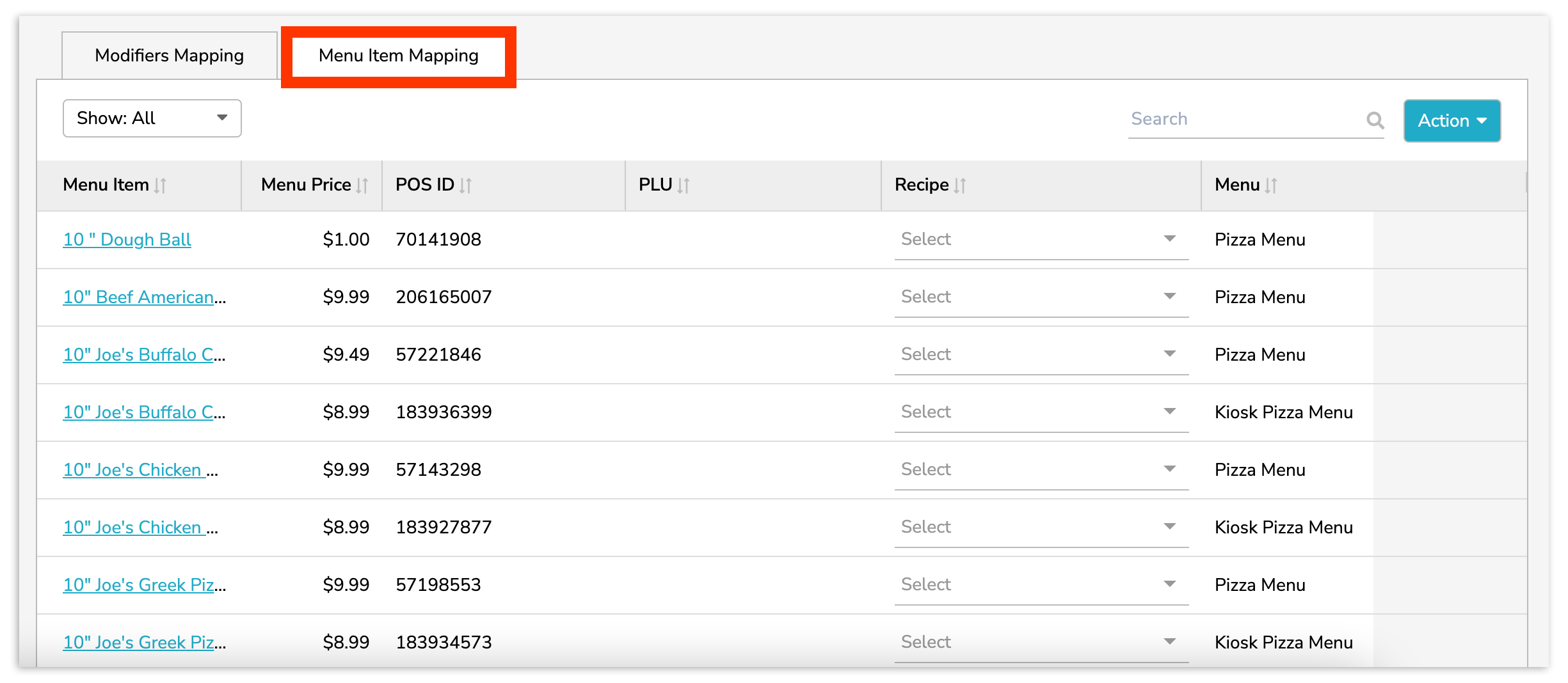 xtraCHEF: Recipe - Product Mix Mapping