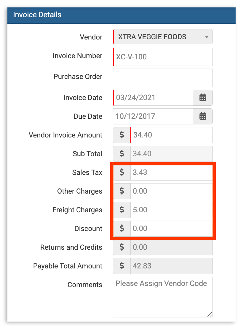 xtraCHEF Invoice Exceptions