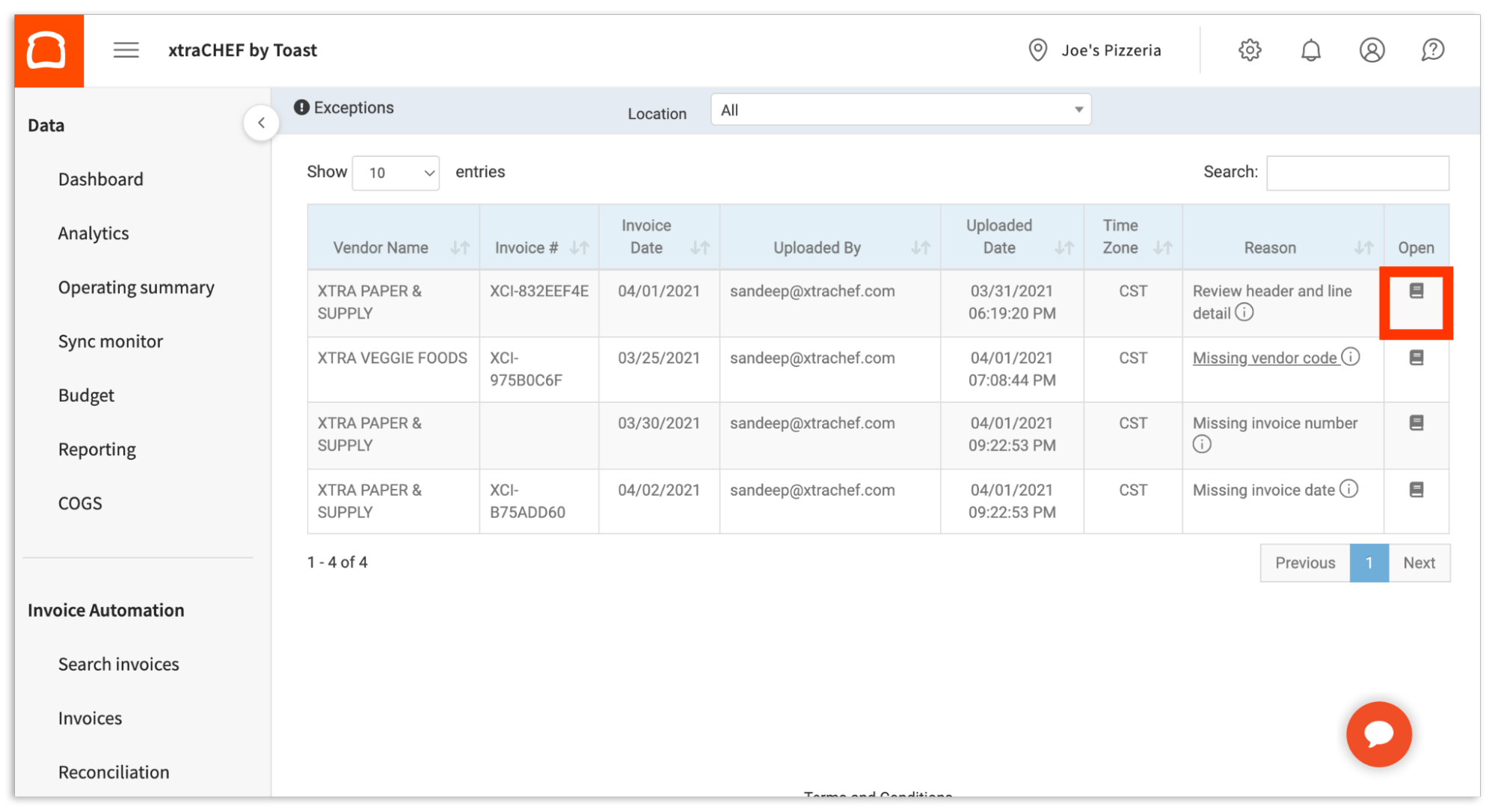 xtraCHEF: Editting Invoice Line Items