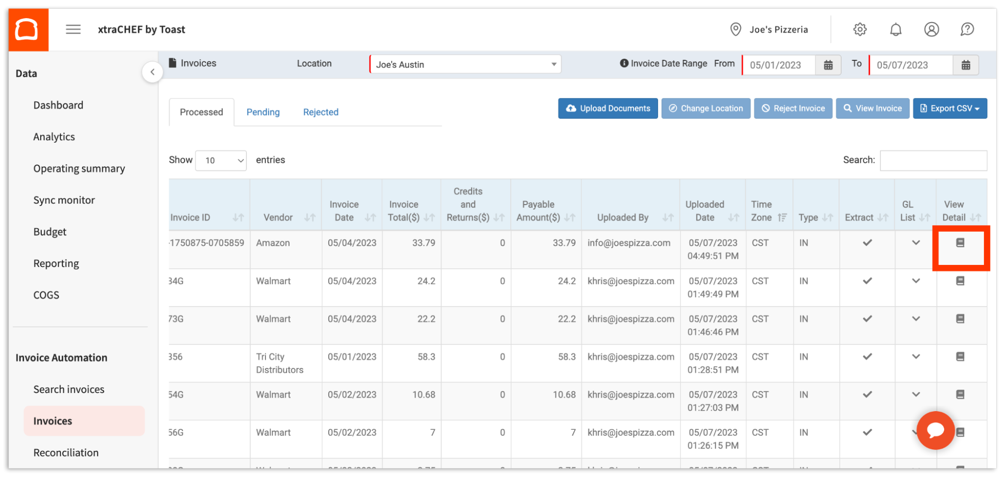 xtraCHEF: Editting Invoice Line Items