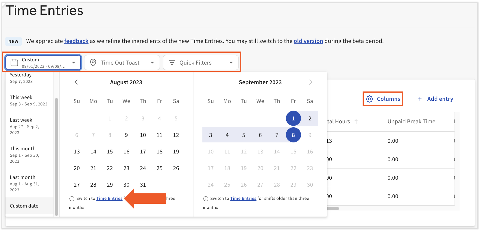 Edit Employee Time Clock Entries