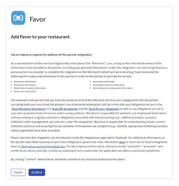 Get Started with the Favor Integration