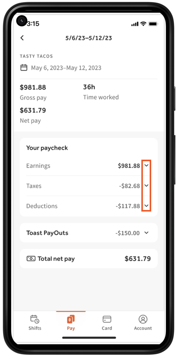 The MyToast App: Pay