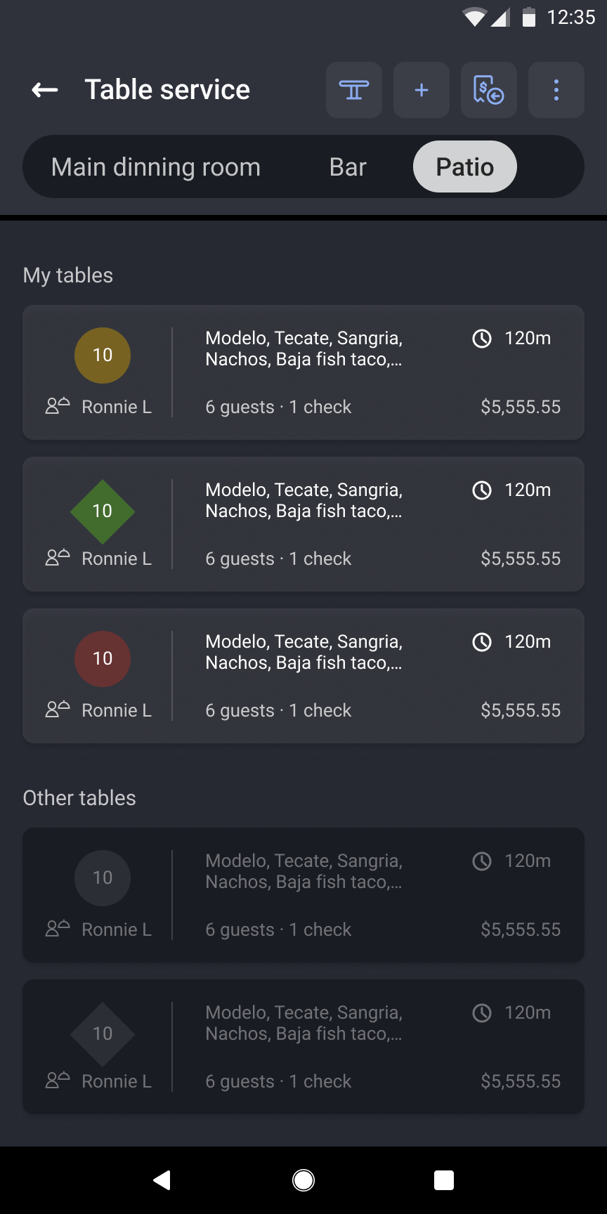 New POS: Manage Tables