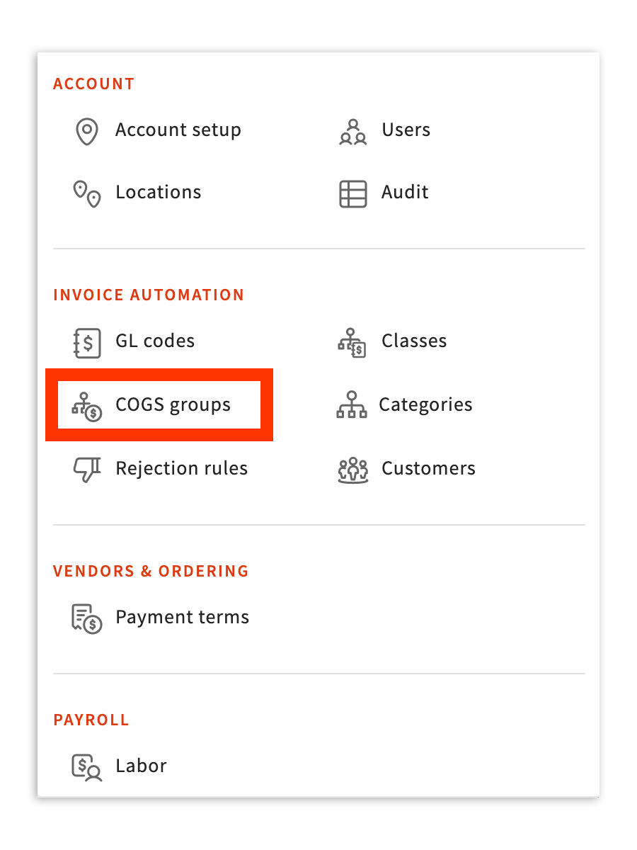 xtraCHEF: Add and Edit COGS Groups
