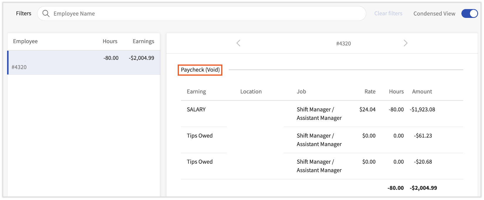Toast Payroll: Request a Void
