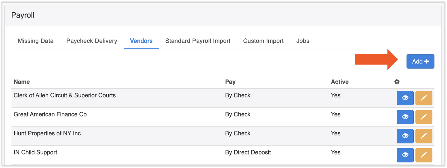 Toast Payroll: Configure Vendors