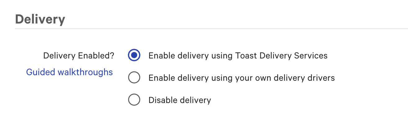 Get Started with Toast Delivery Services