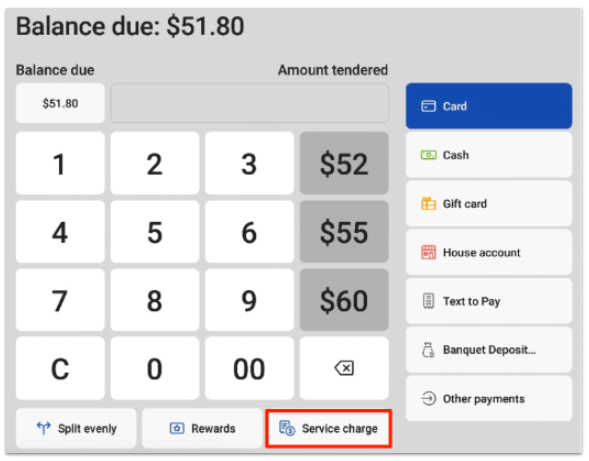 Customize Service Charges and Mandatory Gratuity