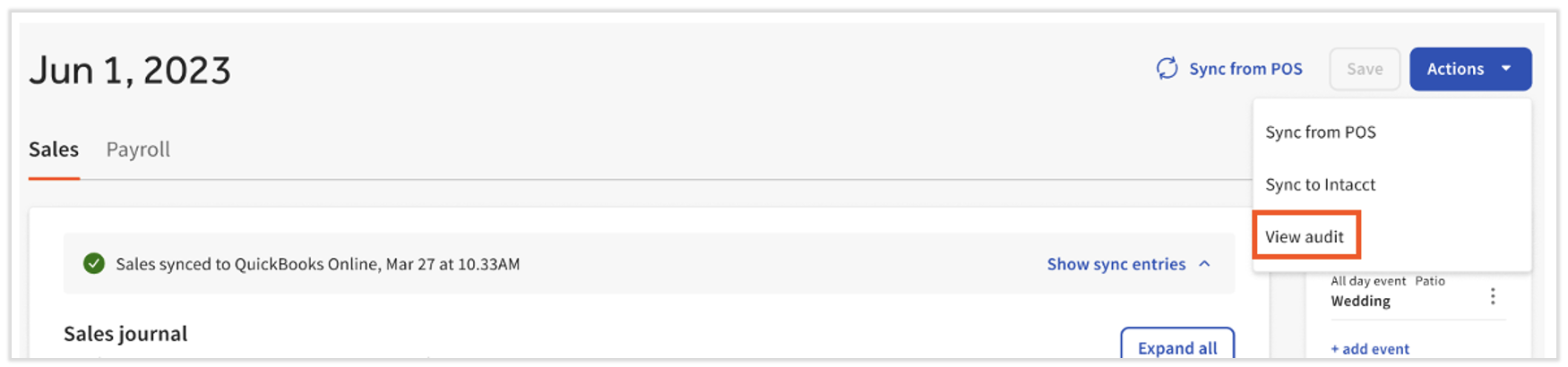 xtraCHEF: Sync Sales Journal Entries to Intacct