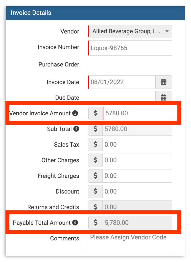 xtraCHEF Invoice Exceptions