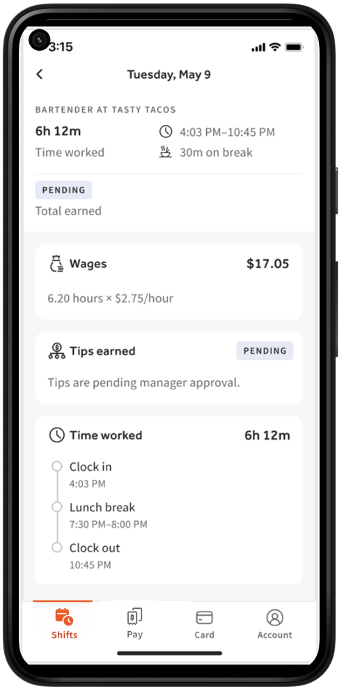 The MyToast App: Shifts