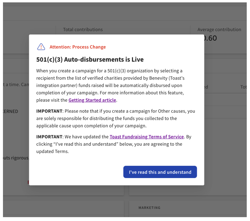 Get Started with the Toast Fundraising Product