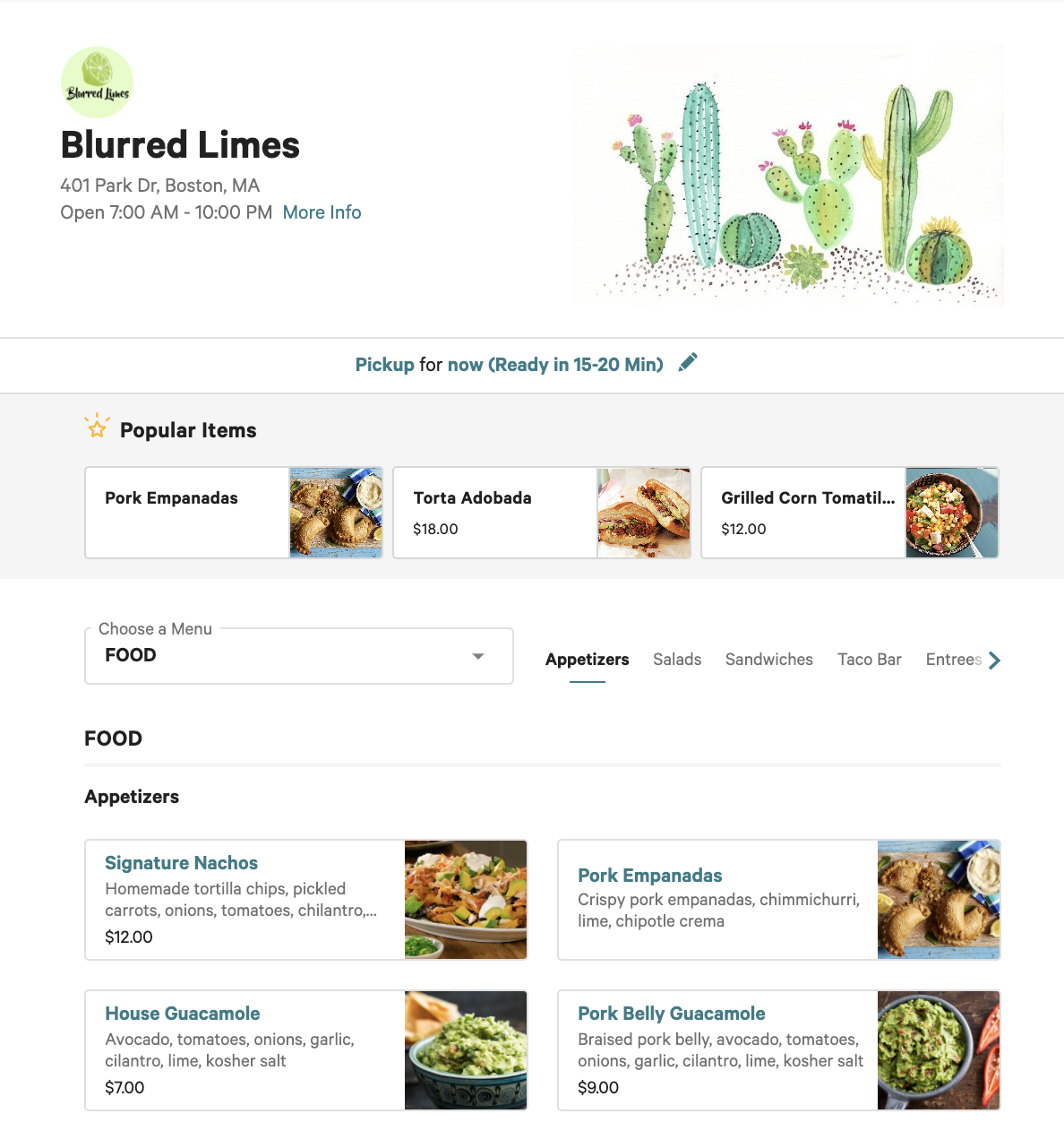 Customize Online Ordering General Information