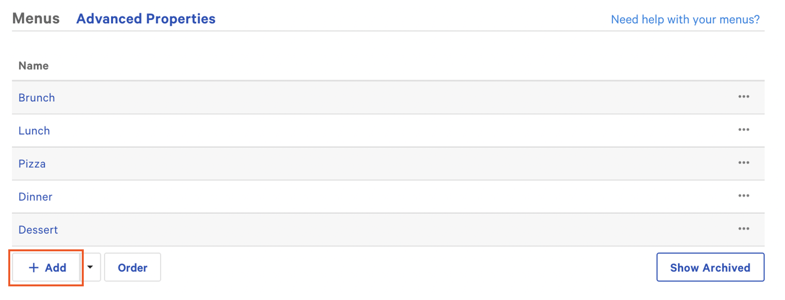 Menus, Menu Groups and Subgroups