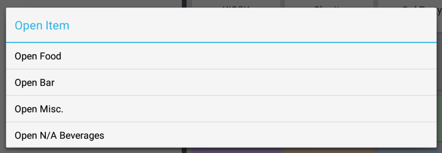 Creating an Open Item or Open Priced Menu Item
