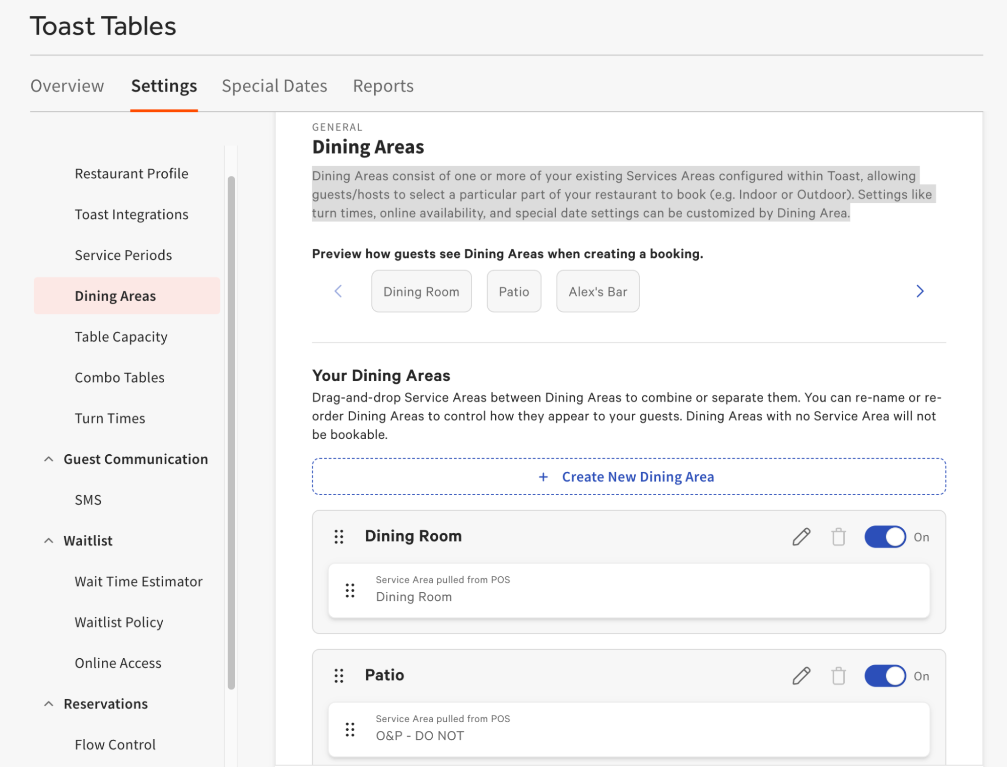 Get Started: Toast Tables