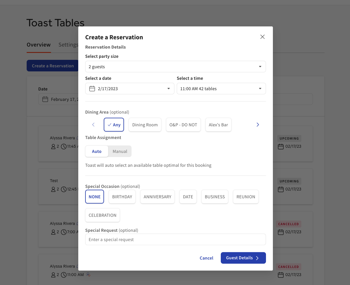 Get Started: Toast Tables